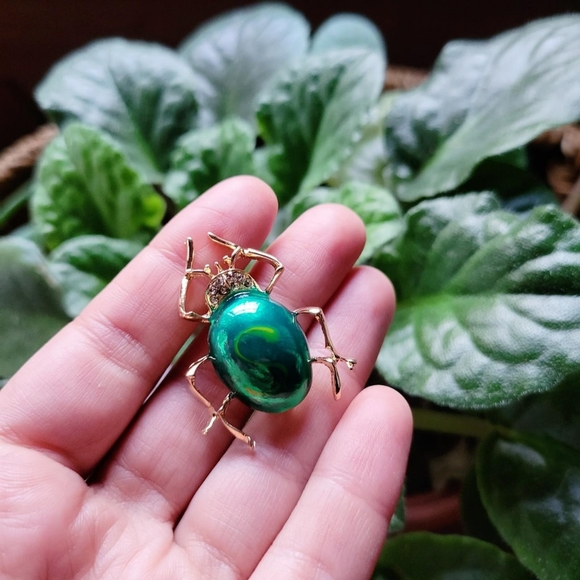 Jewelry | New Gold Metallic Green Beetle Brooch Pin | Poshmark